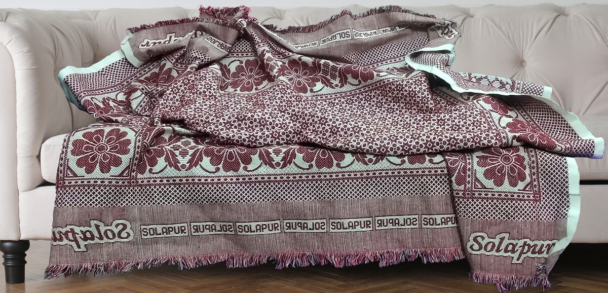 Solapuri Chadar / Single Size Cotton Blanket, Daily use : Red – Cotonine